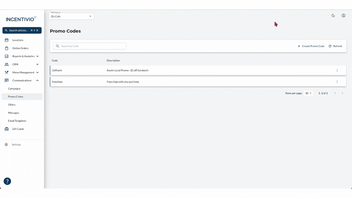 Dashboard - Creating a Promo Code – Incentivio
